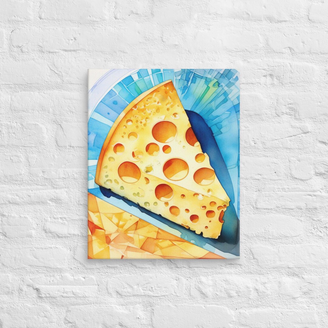 Op Art Cheese Wedge Canvas Wall Art, Geometric Abstract Home Decor ...