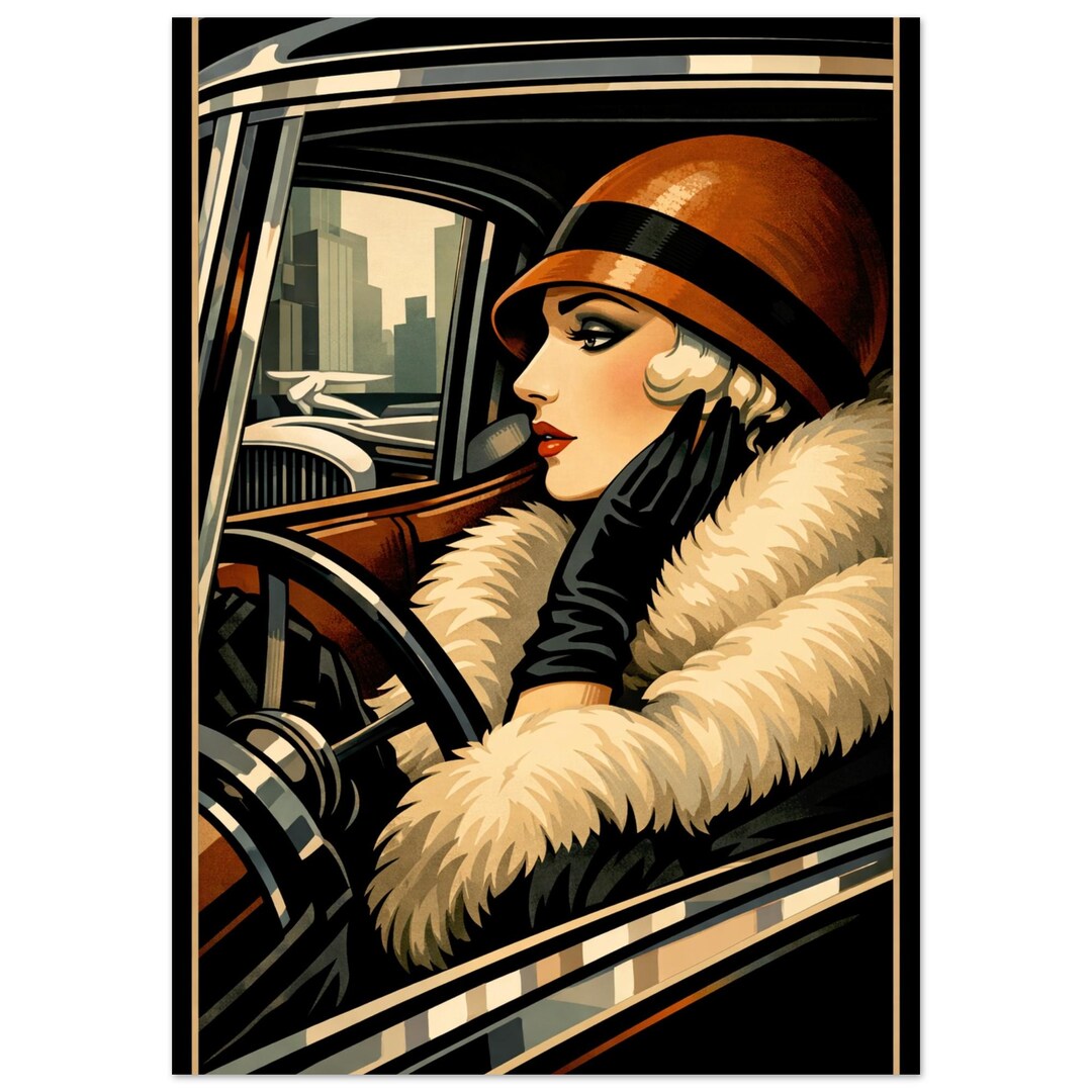 Art Deco Flapper Poster | 1920s Car, Giclée Print - Etsy