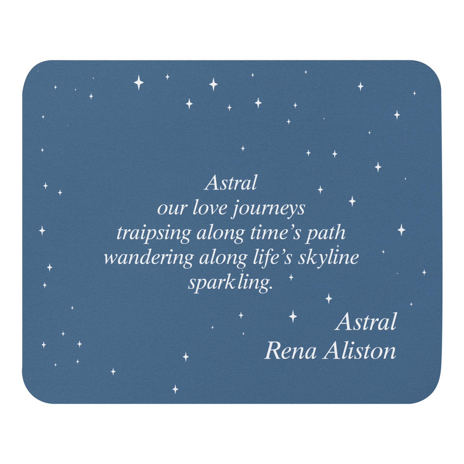 Astral Poem White Stars Blue Mouse Pad, Rena Aliston, Poetry, Office ...