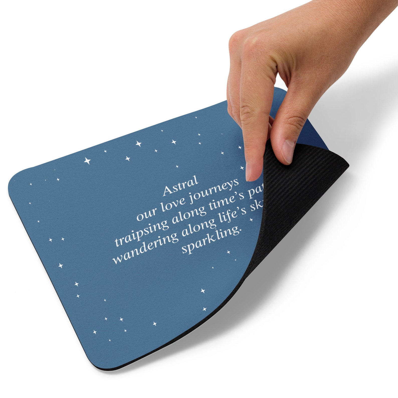 Astral Poem White Stars Blue Mouse Pad, Rena Aliston, Poetry, Office ...