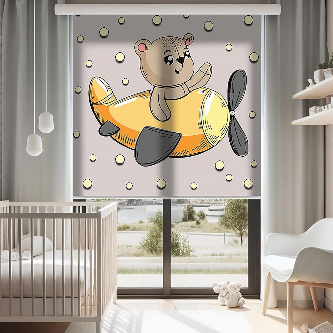 Teddy Bear Airplane Roller Shade: Custom Nursery Decor - Etsy