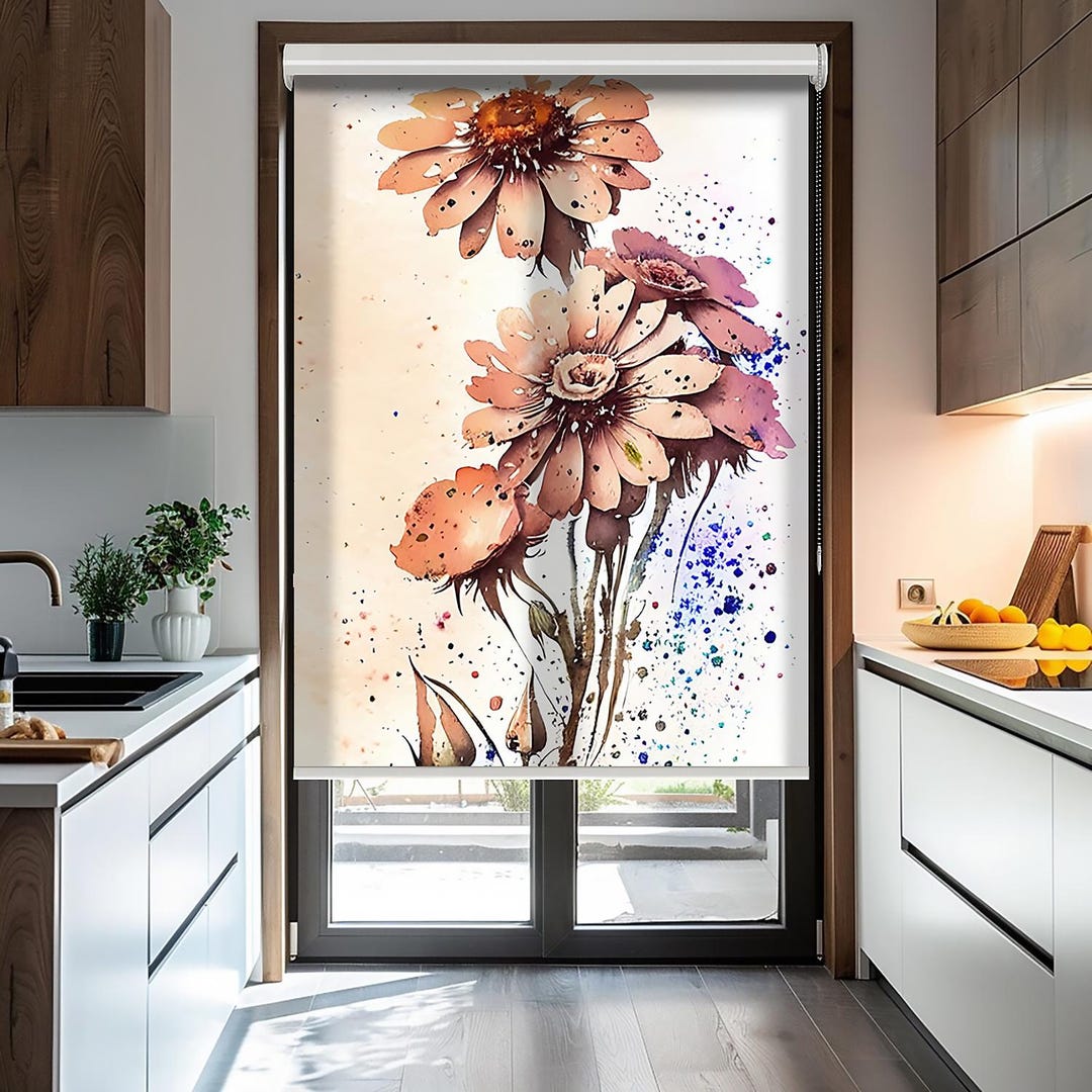Watercolor Floral Roller Blind: Custom Polyester Window Shade - Etsy