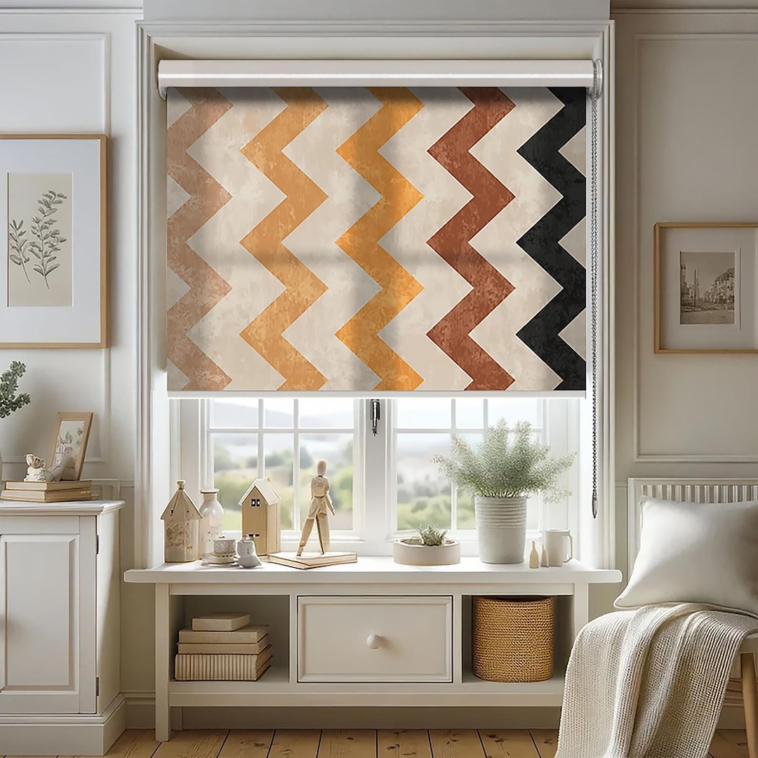 Zigzag Color Transitions Themed Printed Roller Shades | Patterned ...