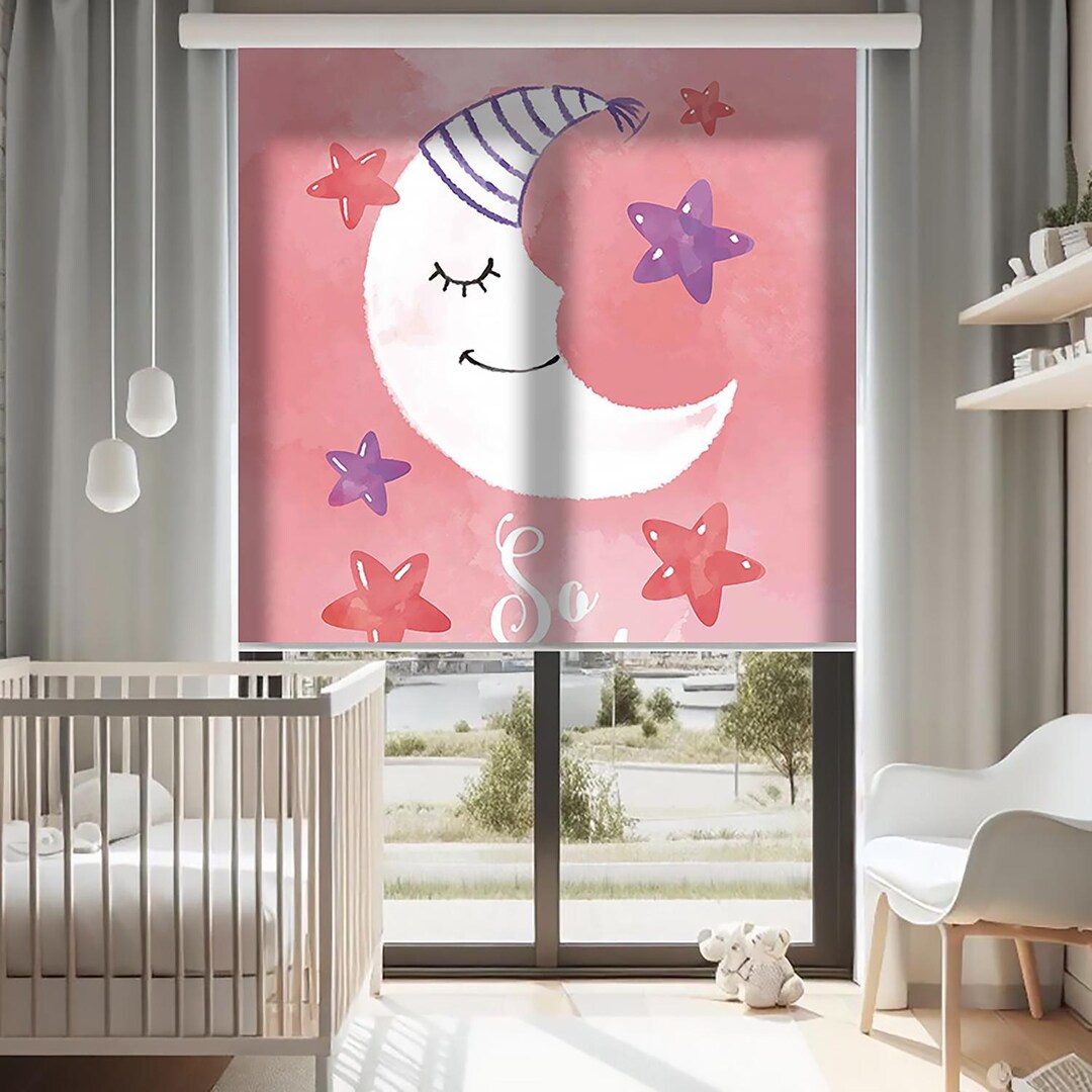 Moon Grandpa Themed Baby Room Roller Shades | Use for Baby Girl and Boy ...