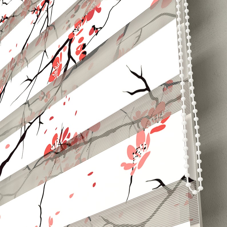 Customizable Floral Zebra Roller Blind – Day/night Shades for Living ...