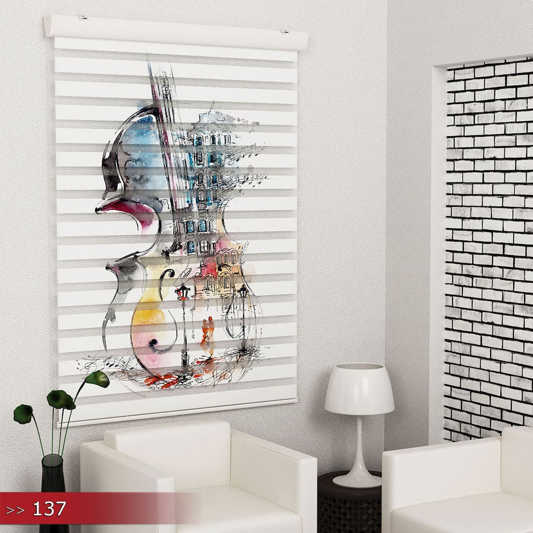 Violin Print Zebra Roller Blind - Customizable Day & Night Curtain - Etsy