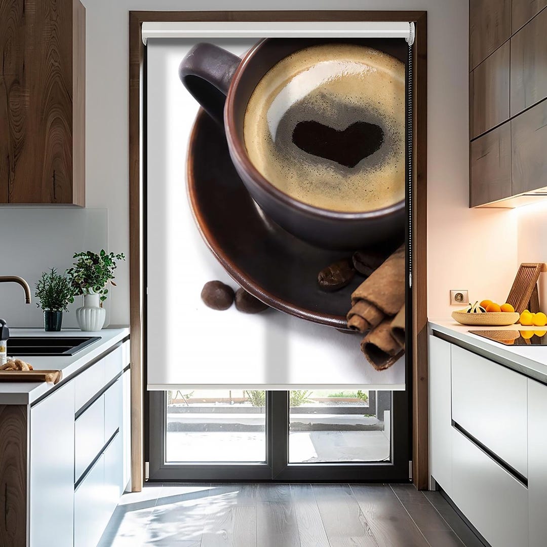 Coffee Themed Kitchen Roller Shades | Roller Shades for Kitchen ...