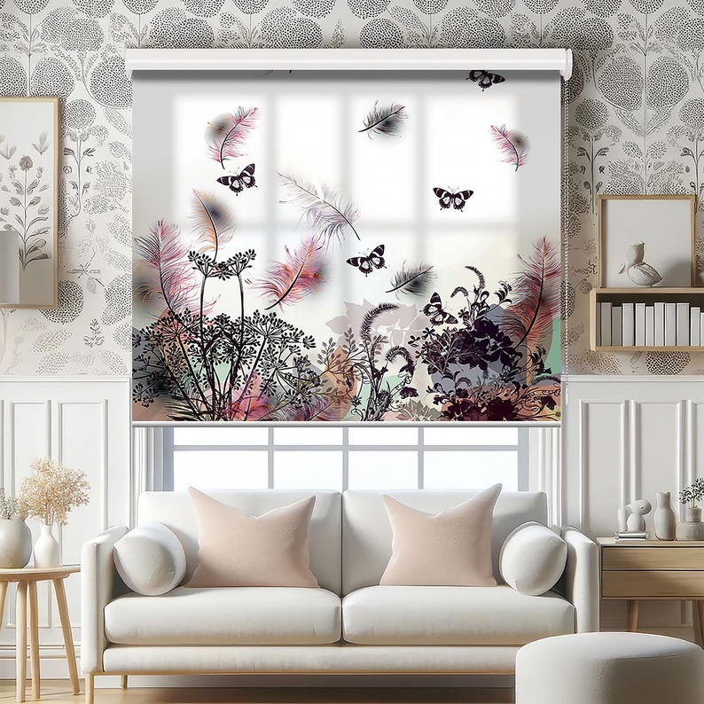 Butterfly Floral Roller Shade: Customizable Window Blinds - Etsy