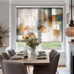 Watercolor Patchwork Pattern Themed Printed Roller Shades | Patterned Custom Roller Blinds ...