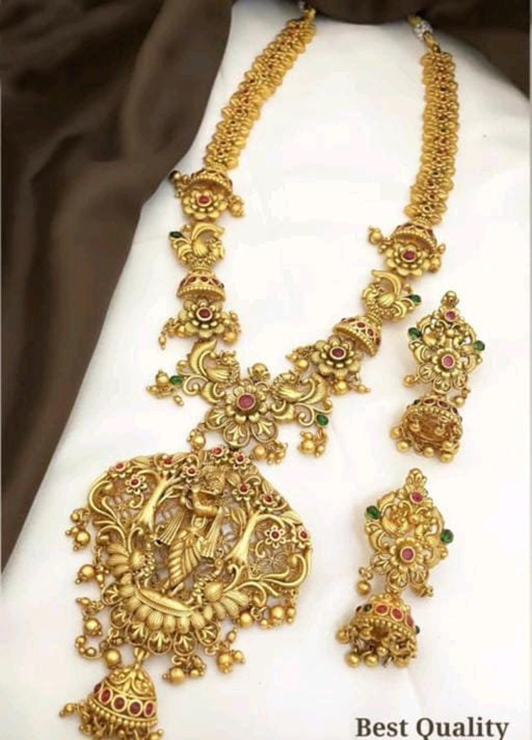 Traditional Krishna Gold Matte Finish Long Haram for Women/ South ...
