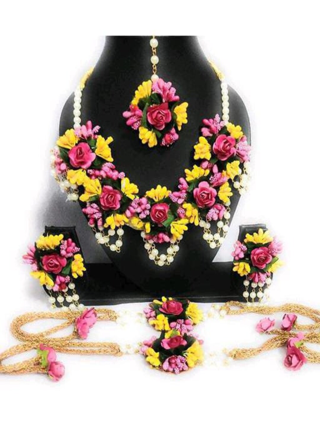 Haldi Ceremony Necklace With Earrings Set /beautiful Handcrafted ...