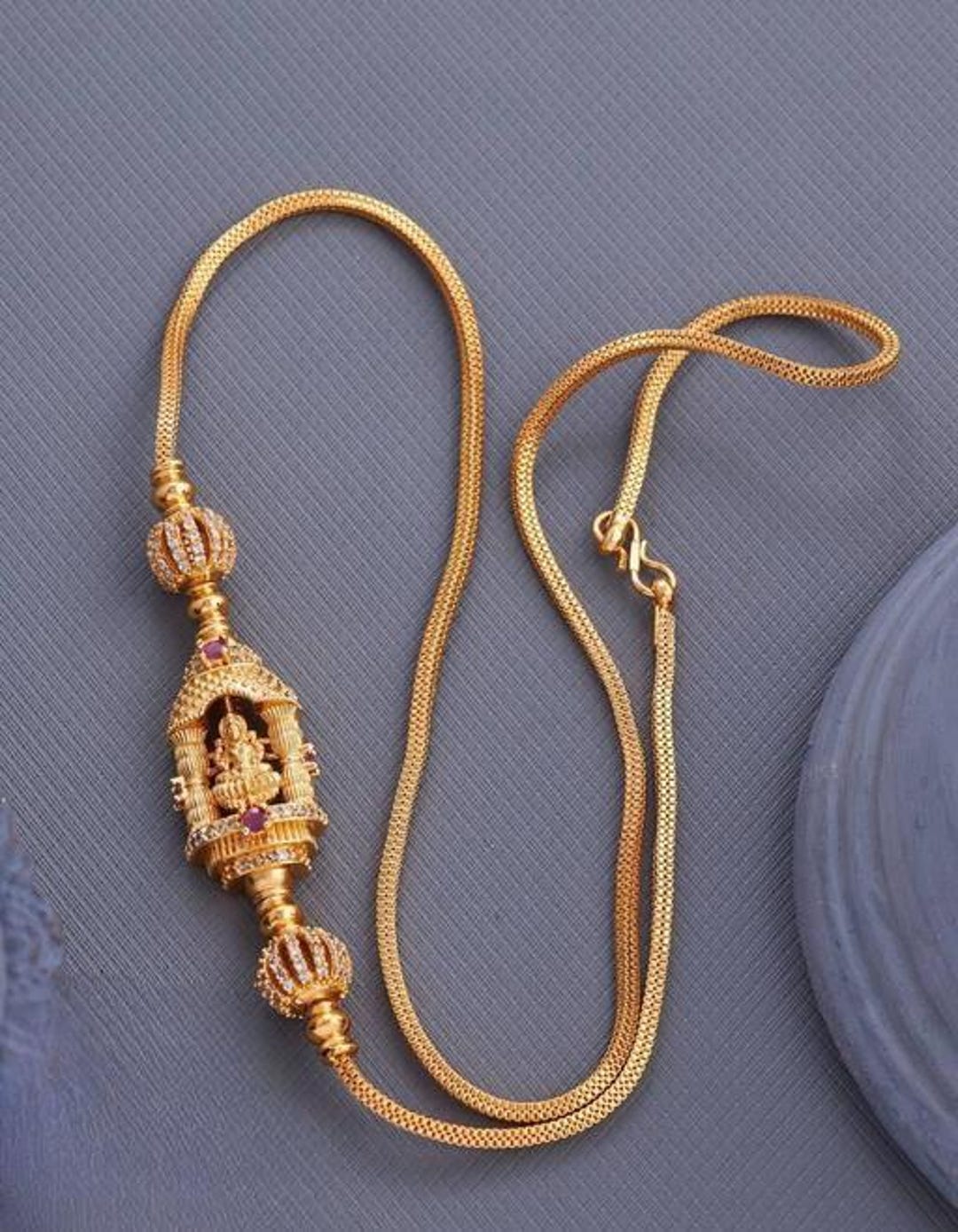 Temple Locket Long 22K Gold Plated Mop Chain Gold Plated Covering Mop ...