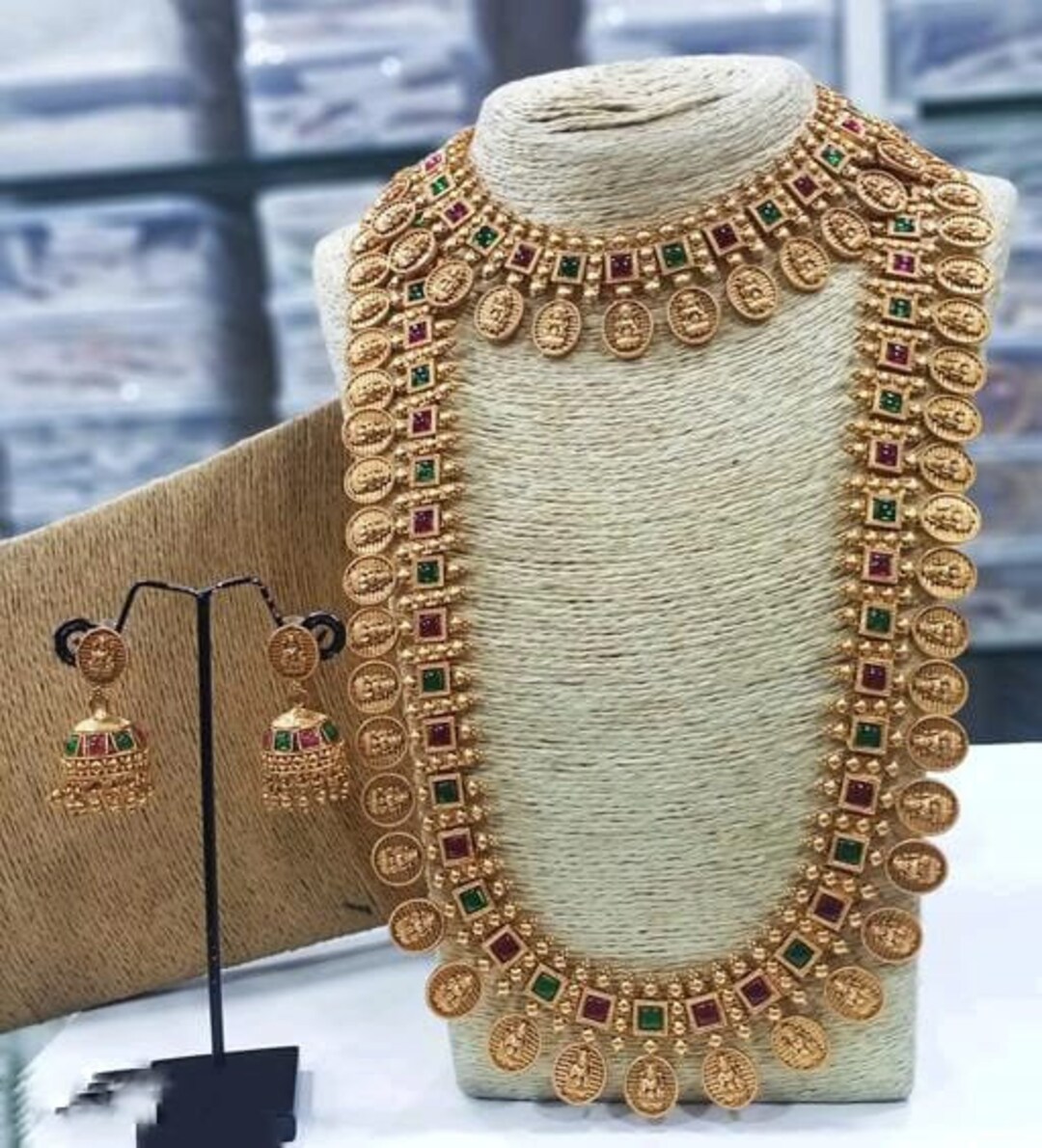 Laxmi Coin Necklace Set of 2 Kasulaperu Long Haram for Women ...