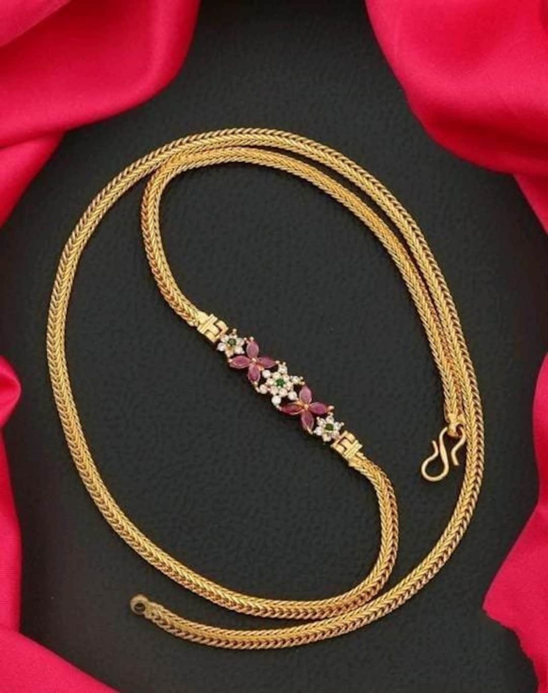 American Diamond Gold Plated Mop Chain Gold Plated Covering Mop ...