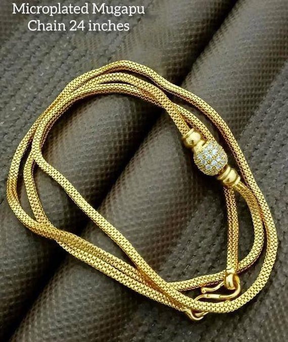 Micro Plated CZ Ball Mugapu Chain One Gram Gold Long Chain Gold Polish Long Chain Designer Golden Chain Necklace Mop Chain Gold Chain Etsy