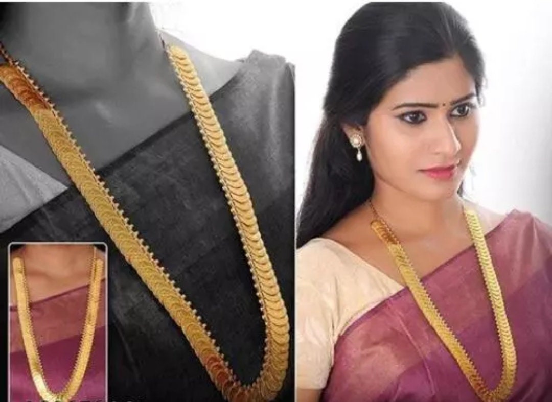Laxmi Coin Necklace Set Kasulaperu Long Haram for Women/ Southindian ...