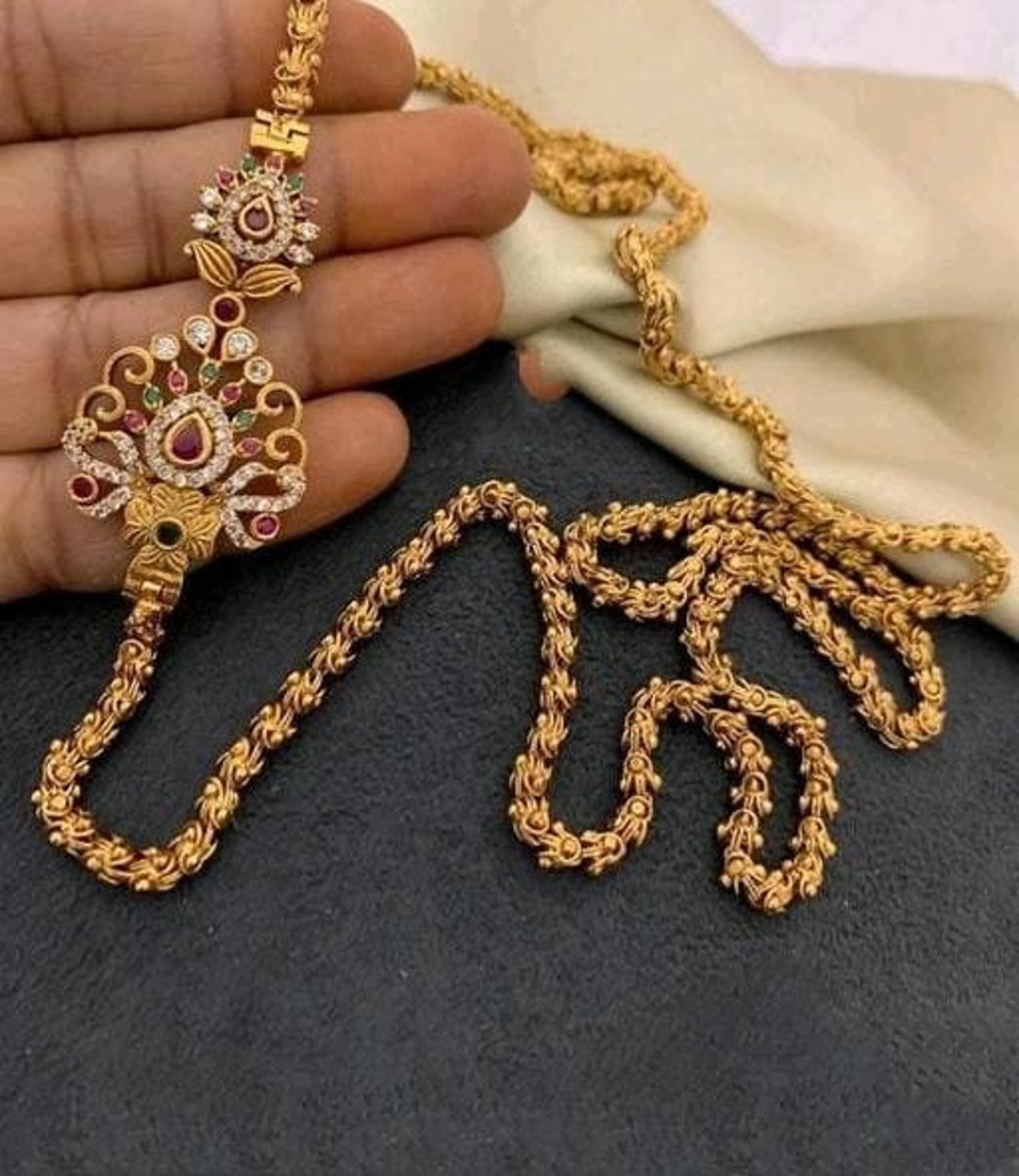Chandramukhi 24-inch 22K Gold Plated Mop Chain Gold Plated Covering Mop ...