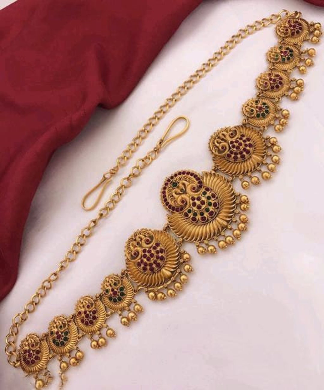 South Indian Wedding Style Gold Plated Waist Chain/south Indian Jewelry ...