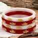 Acrylic Gold Plated Sakha Pola Bangles, Red Bangles for Women, Gold ...