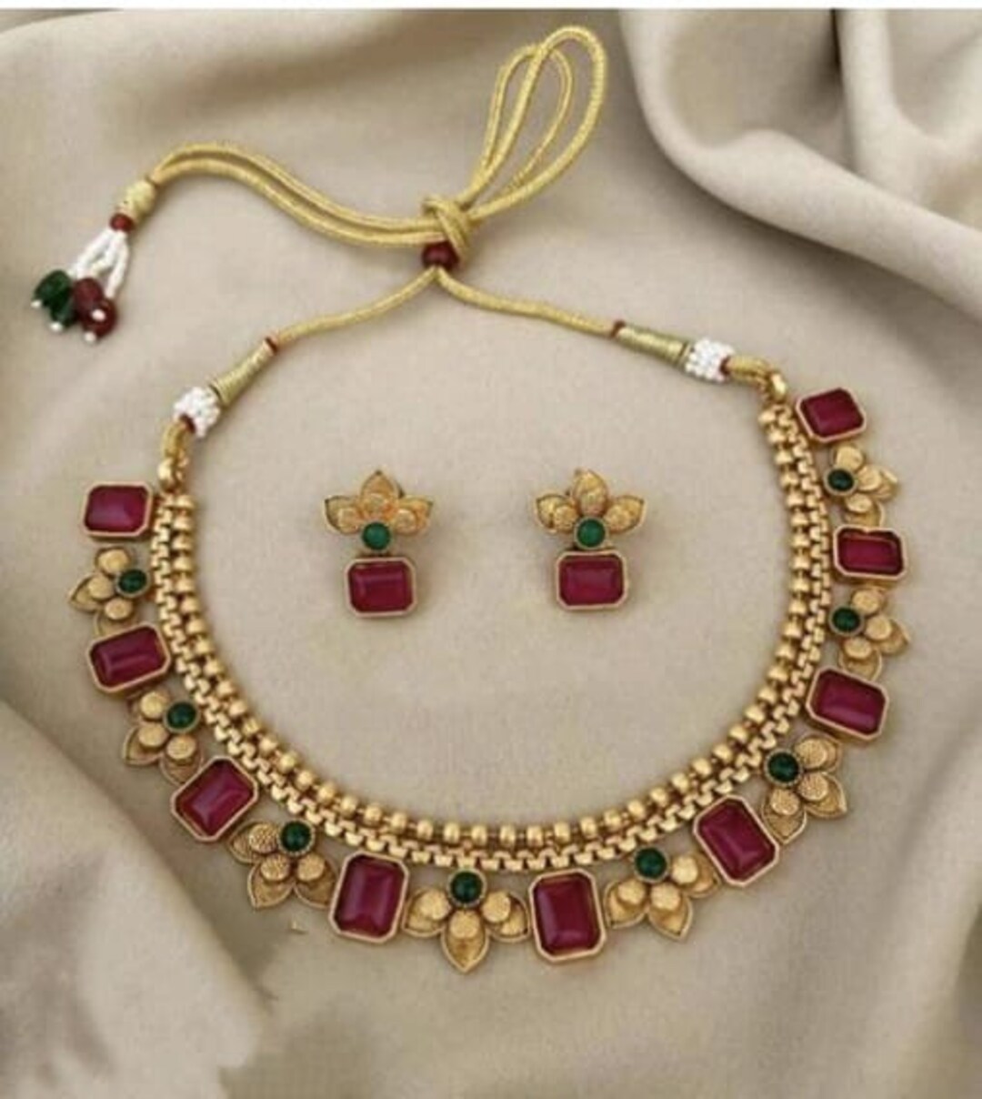 Pink Gold Plated Flower Jewelry Full Set Bridal Jewelry, Traditional ...