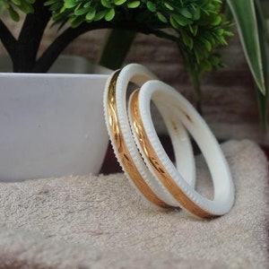 Handmade Gold Binding Bengali White Red Bangles Shakha Pola.handmade ...