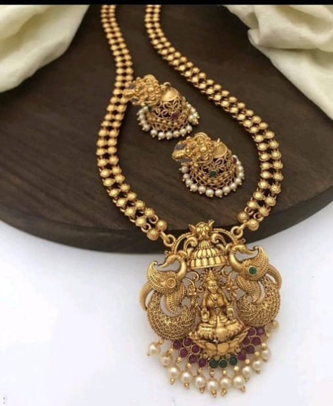 Antique Gold Matte Finish Maa Laxmi South Indian Jewelry Choker Set for ...