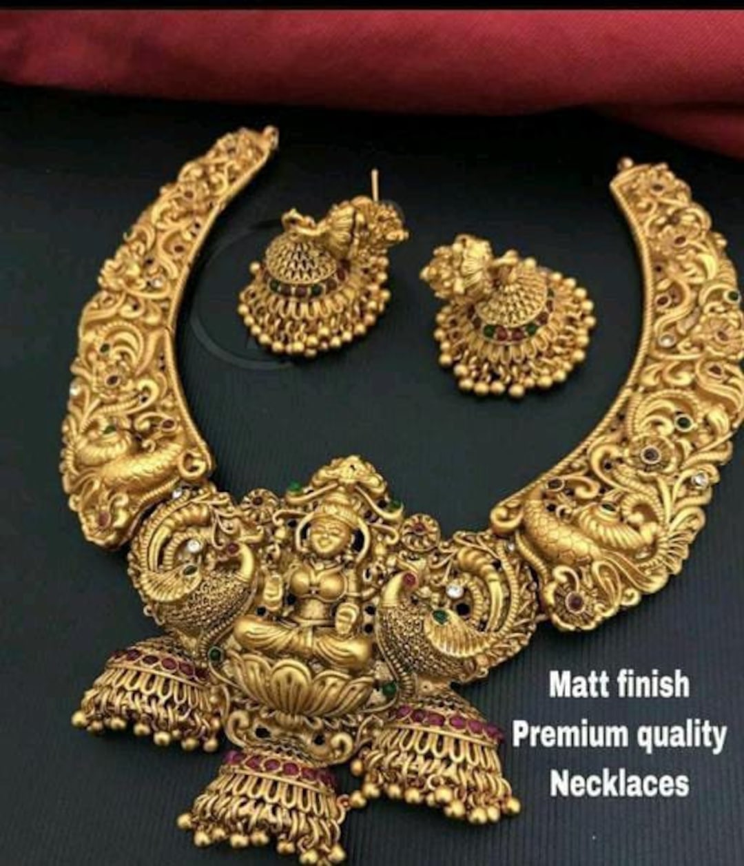Laxmi Hasli Gold Necklace Set Kasulaperu Long Haram for Women ...