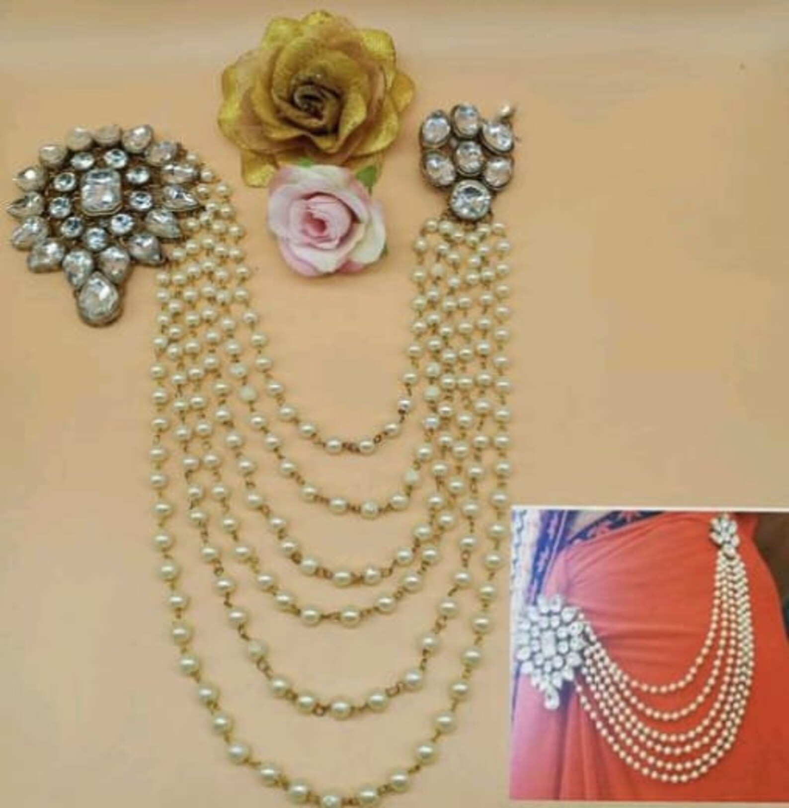 Traditional Kundan Hip Belt, Indian Bollywood Designer White Color Gold ...