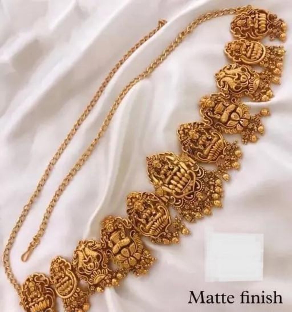 Matte Finish South Indian Designer Temple Vaddanam, Gold Plated Hip ...