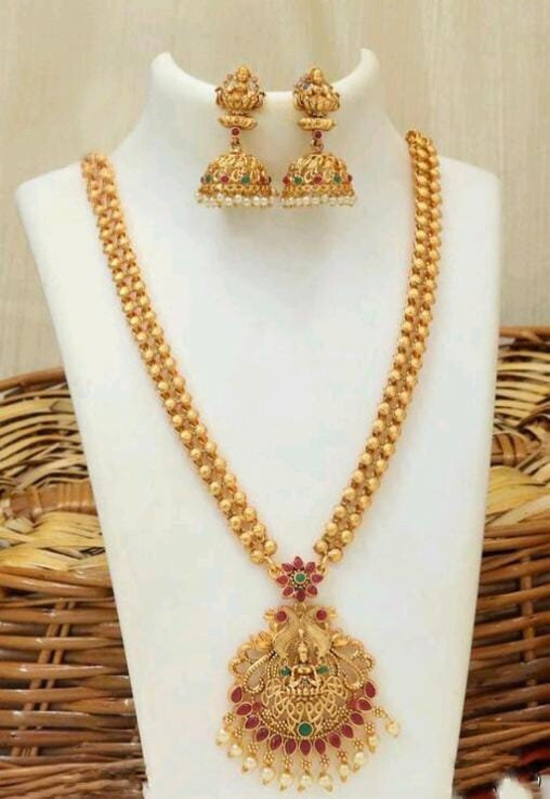 Premium Gold Antique Gold Matte Finish Golden Indian Bride Jewelry Set ...