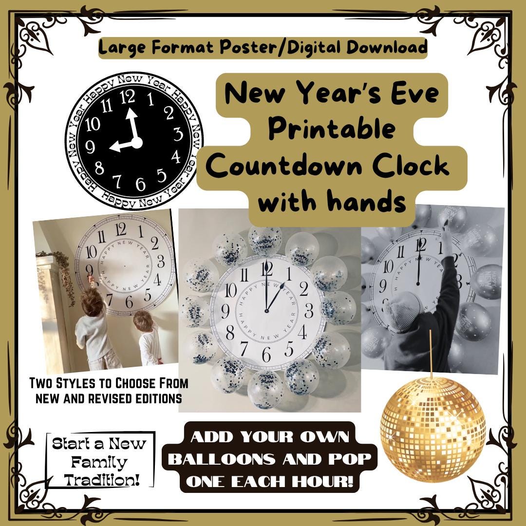 New Year's Eve Printable Countdown Clock digital Download Start a New ...