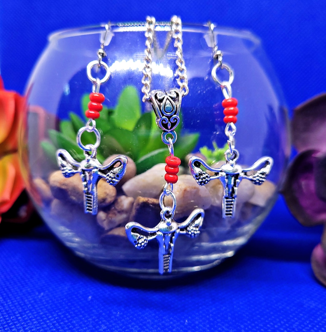 Uterus Earrings and Matching Necklace Female Reproductive Rights - Etsy