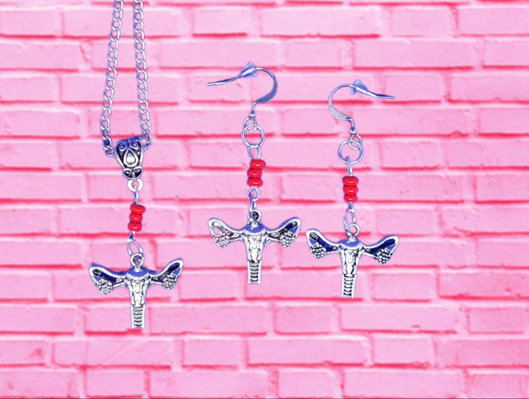 Uterus Earrings and Matching Necklace Female Reproductive Rights - Etsy
