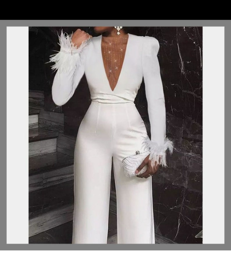 Elegant White Jumpsuit White Jumpsuit Elegant Bridal - Etsy