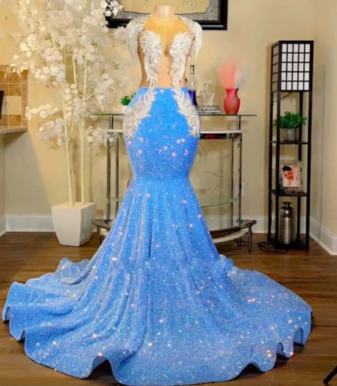 Blue Prom Dress, Wedding Reception Dress, Evening Gown, African Women's ...