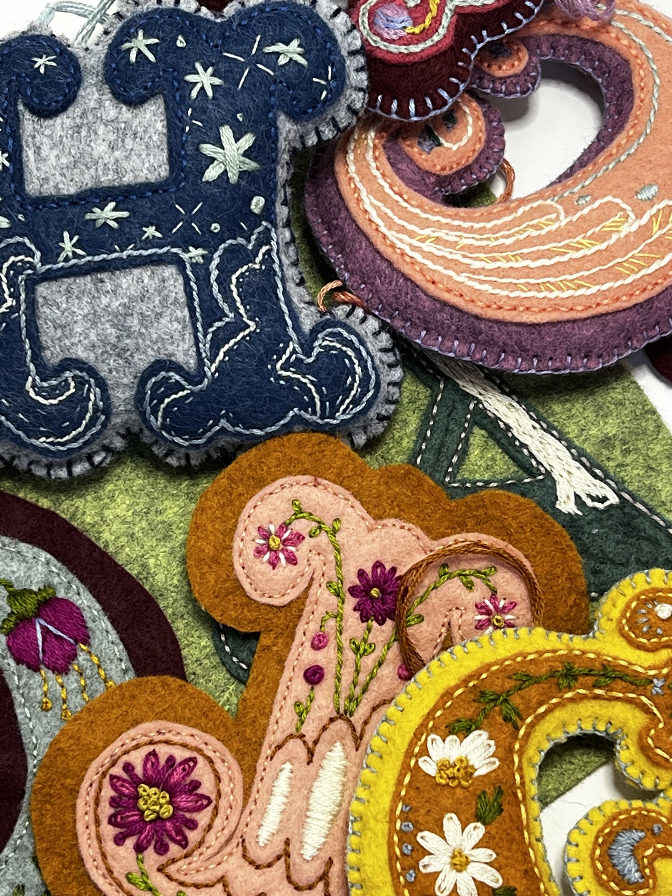 Hand Embroidered Felt Letter O Anytime Ornament Hanging Décor Celestial ...