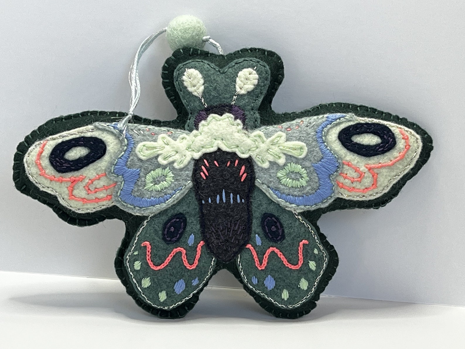 Hand Embroidered Felt Moth - ELECTRIC DREAM - Anytime Ornament ...