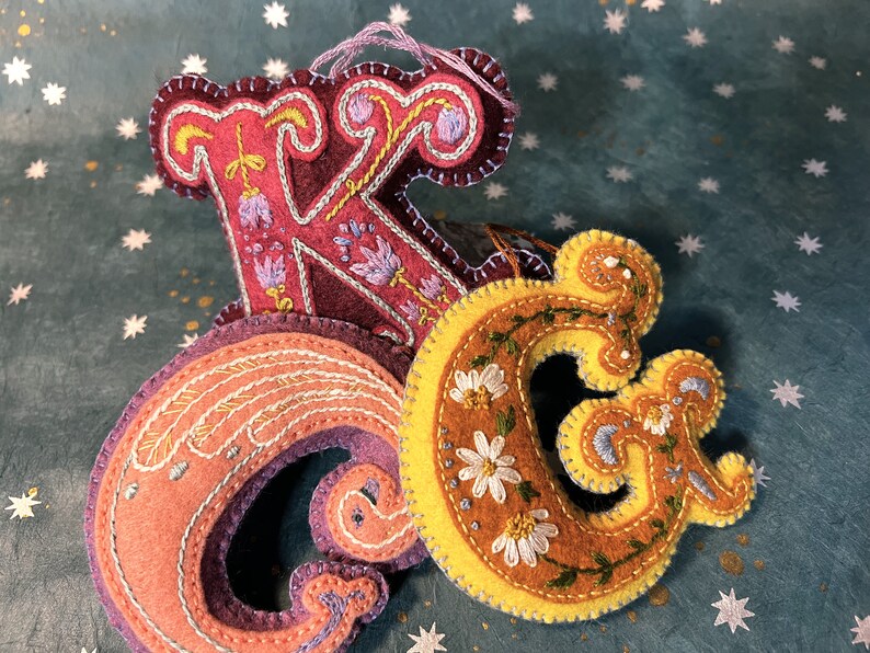 Hand Embroidered Felt Letter - C - Initial - Anytime Ornament - Hanging ...