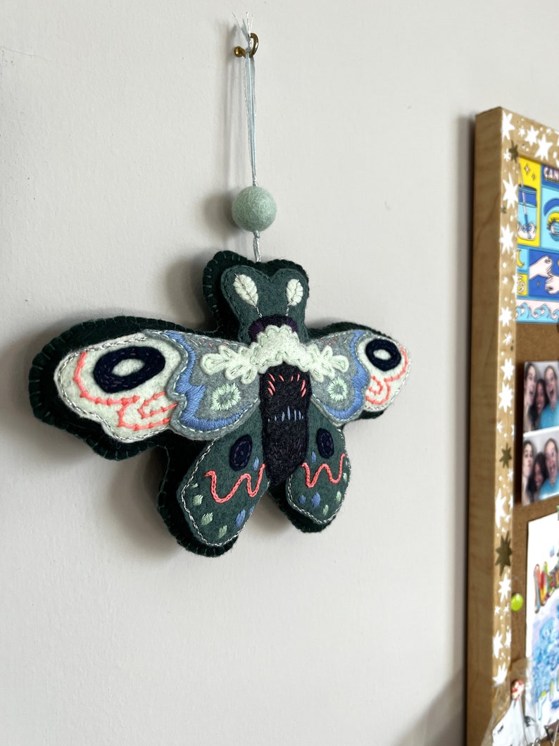 Hand Embroidered Felt Moth - ELECTRIC DREAM - Anytime Ornament ...