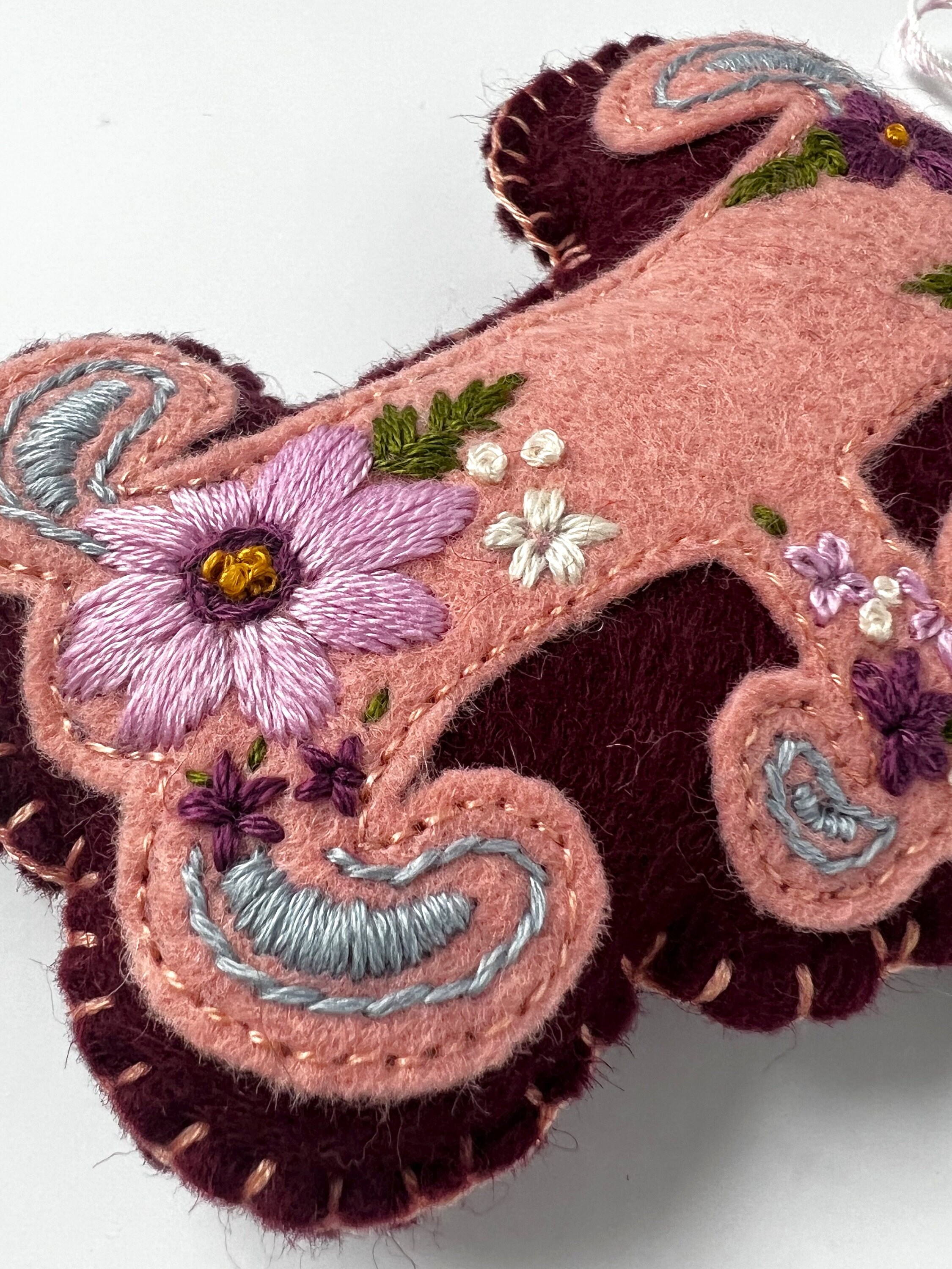 Hand Embroidered Felt Letter F Anytime Ornament Hanging Décor Floral ...