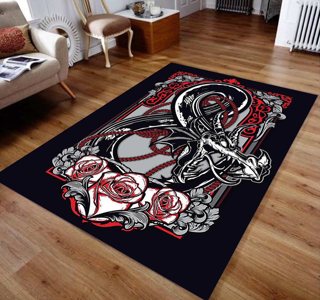 Snake and Rose Rug, Roll for Initiative, Dungeons Dragons Rug, Dungeons ...