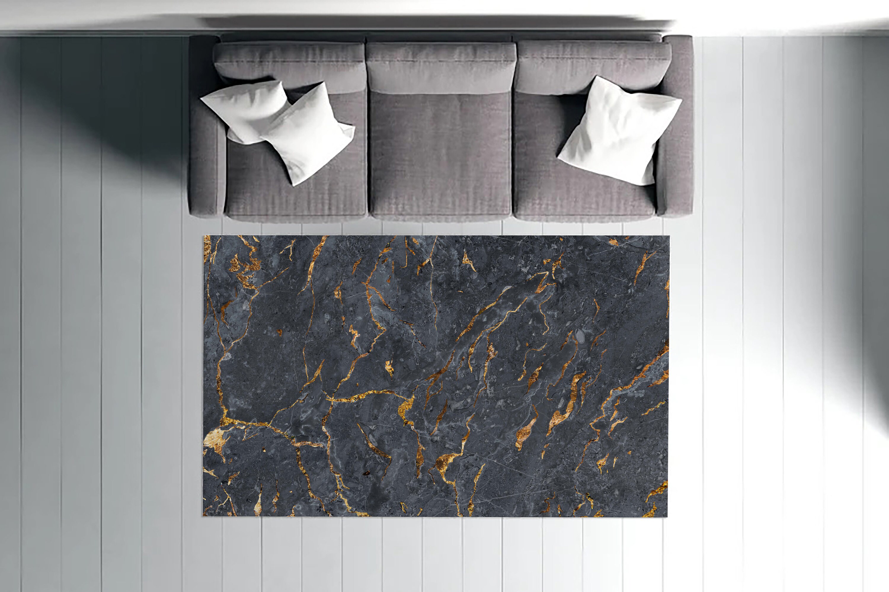Golden Details Grey Marble Pattern Rug 151 Anthracite , Marble Decor ...