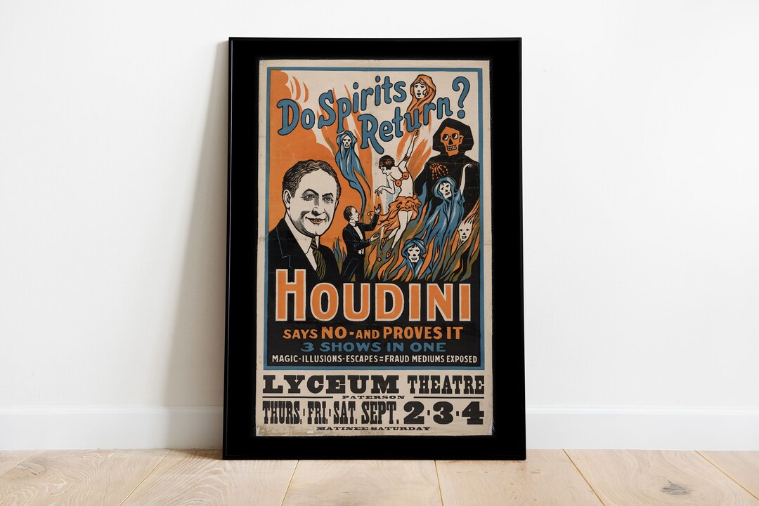 Houdini Poster, Magician Poster, Vintage Poster, Retro Poster, Show ...