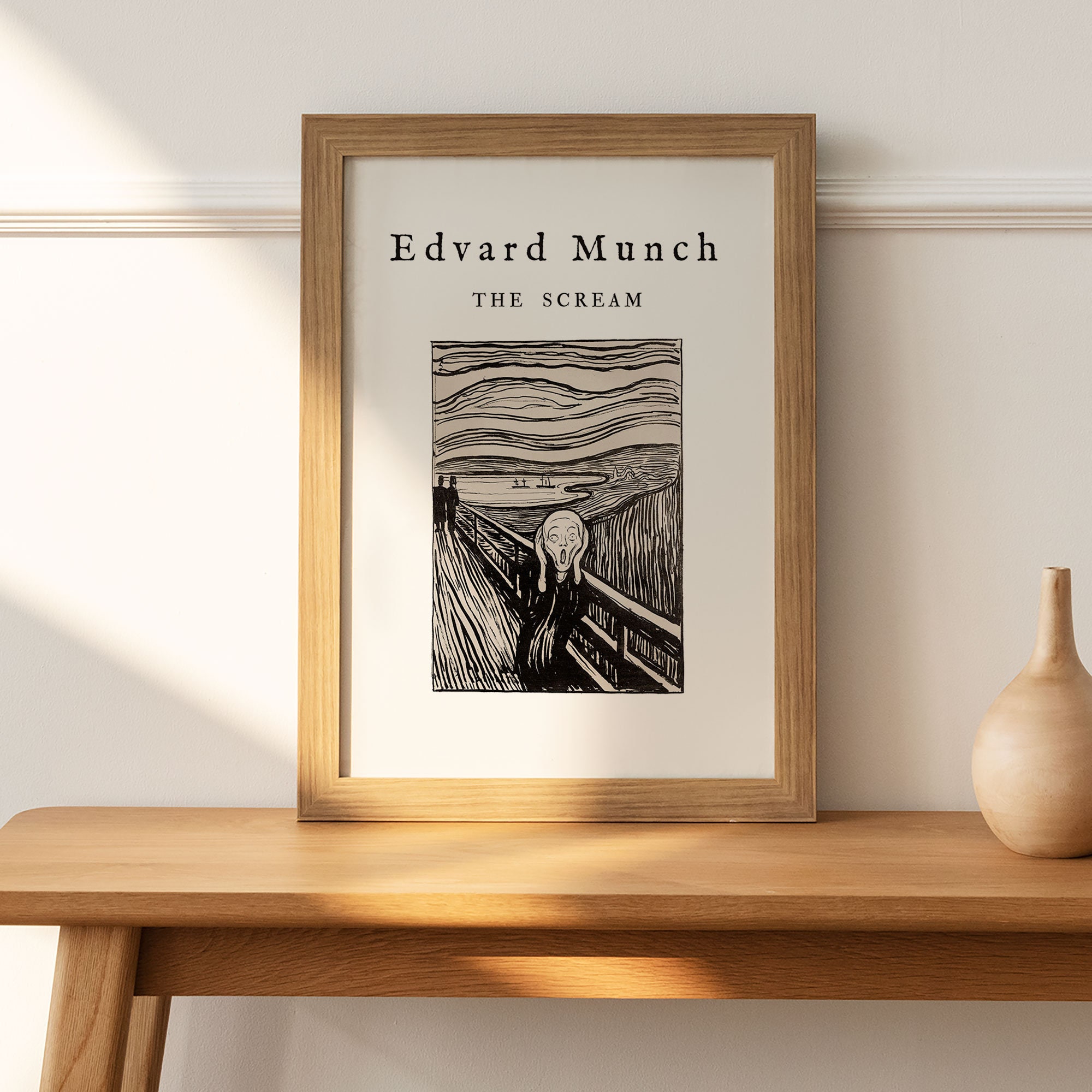 Edvard Munch Print, Scream Art Print, Black and White, Instant Art ...