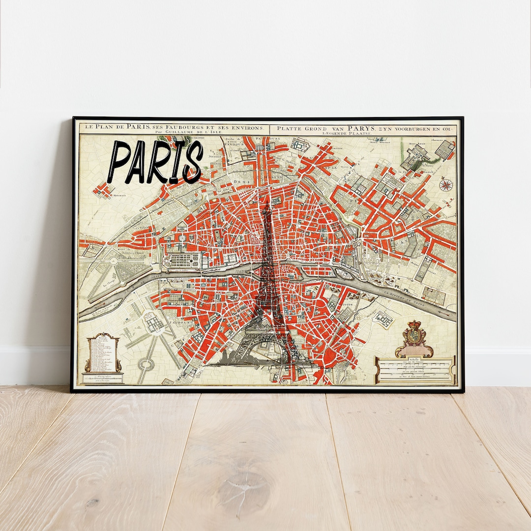 Paris Map Poster, Paris Vintage Map, Paris Vintage Poster, Map Poster ...