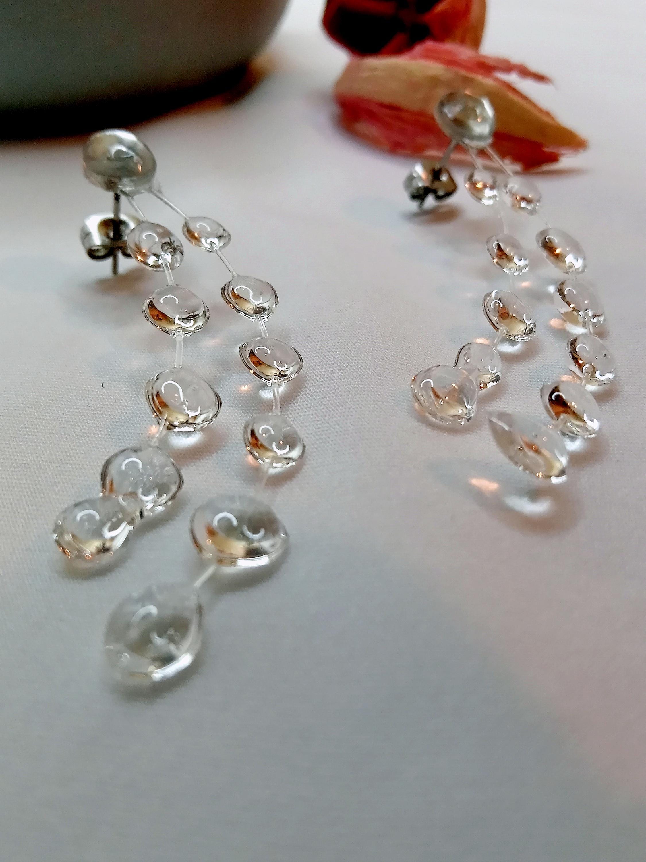 Water Drop Earrings,handmade Resin Rain Drop Earrings, Minimalist ...
