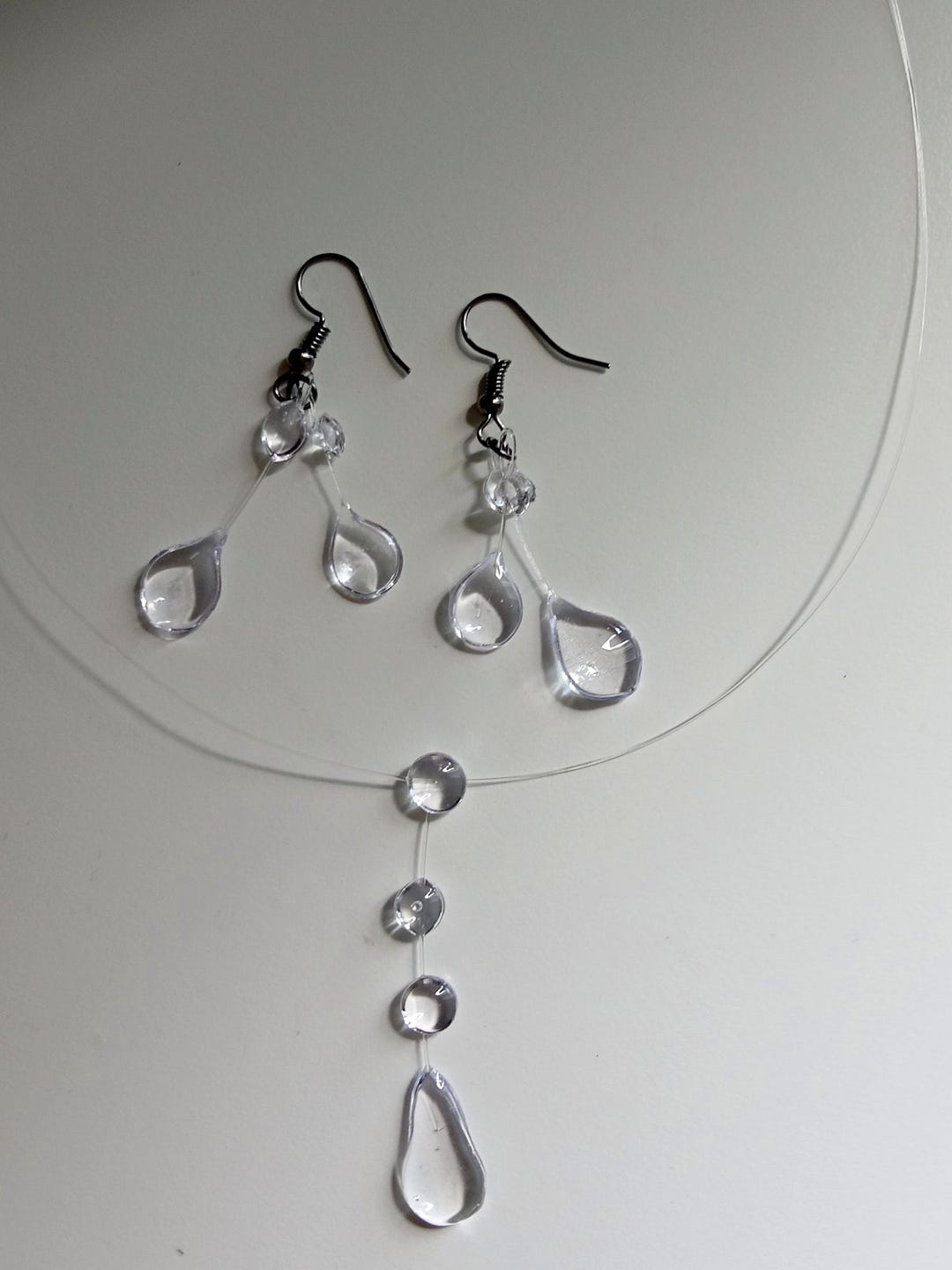 Handmade Water Drop Jewelry Set , Wedding Jewelry , Rain Drop Necklace ...