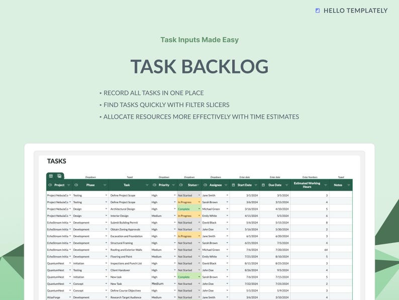 Project Management Template: Google Sheets Task Tracker (digital ...