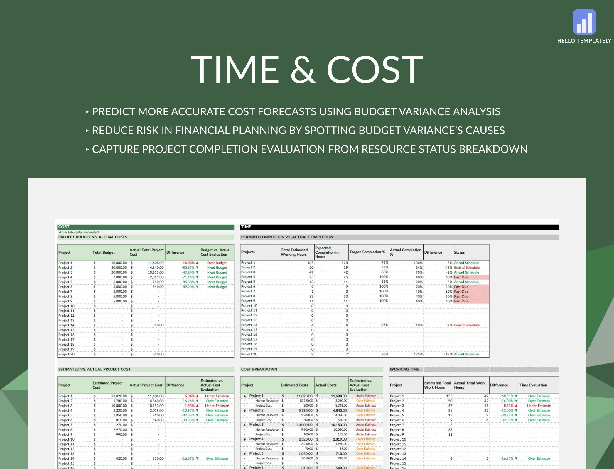 Project Management & Budgeting Template EXCEL Control - Etsy