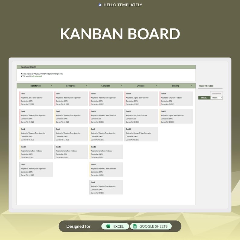 Kanban Board Template, Google Sheets Excel | to Do List, Task Priority ...